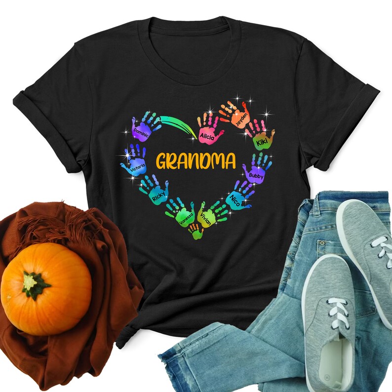 Grandma Mom Heart Hand Print PNG Grandma Heart With 10 Hands - Etsy