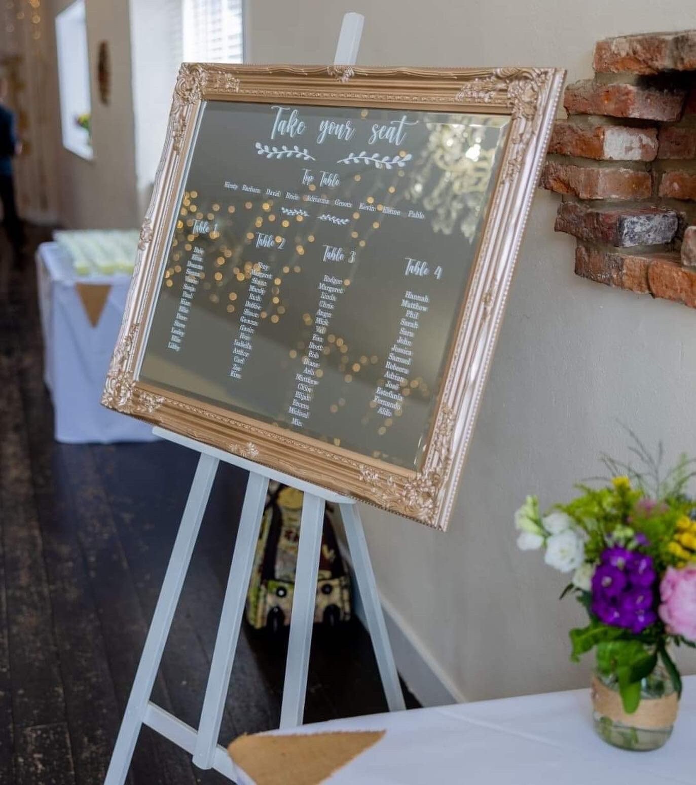 Wedding Mirror Seating Chart WITH FREE HEADING / Wedding Table - Etsy UK