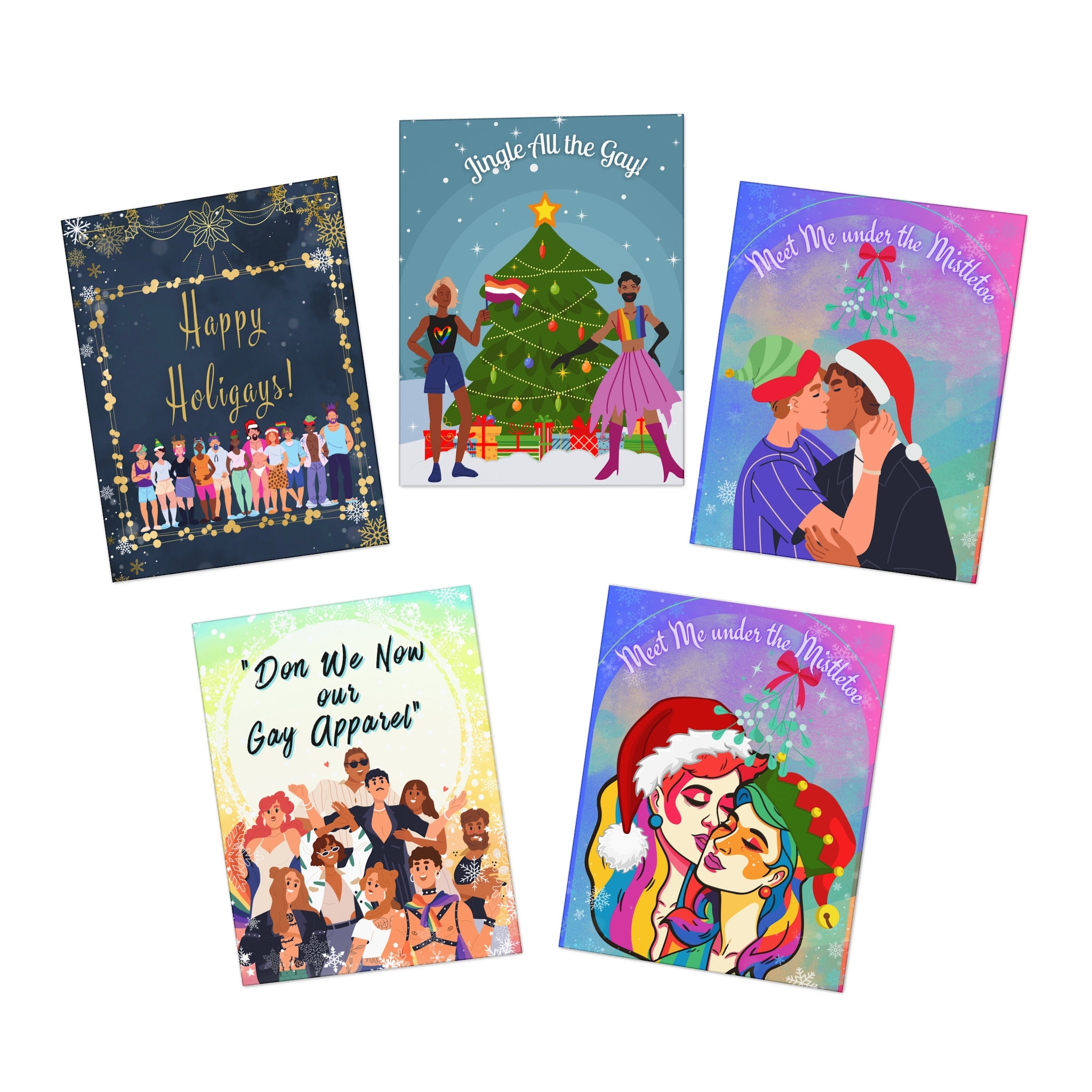 LGBTQ Holiday Cards 5 Variety Pack of gay Holiday Cards ,queer ...