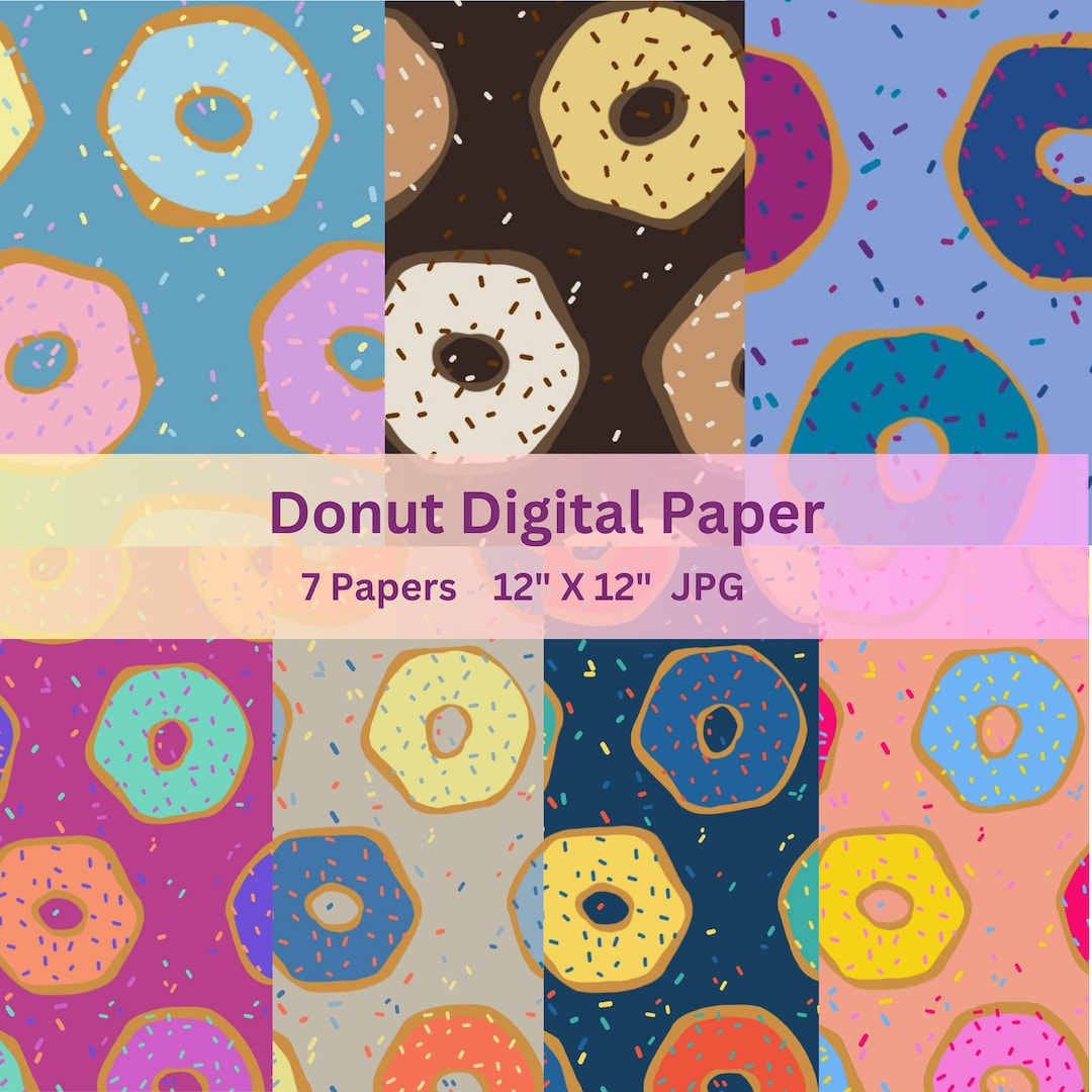Digital Paper, Stationery, Doughnut, Scrapbooking, Donut, Colorful ...