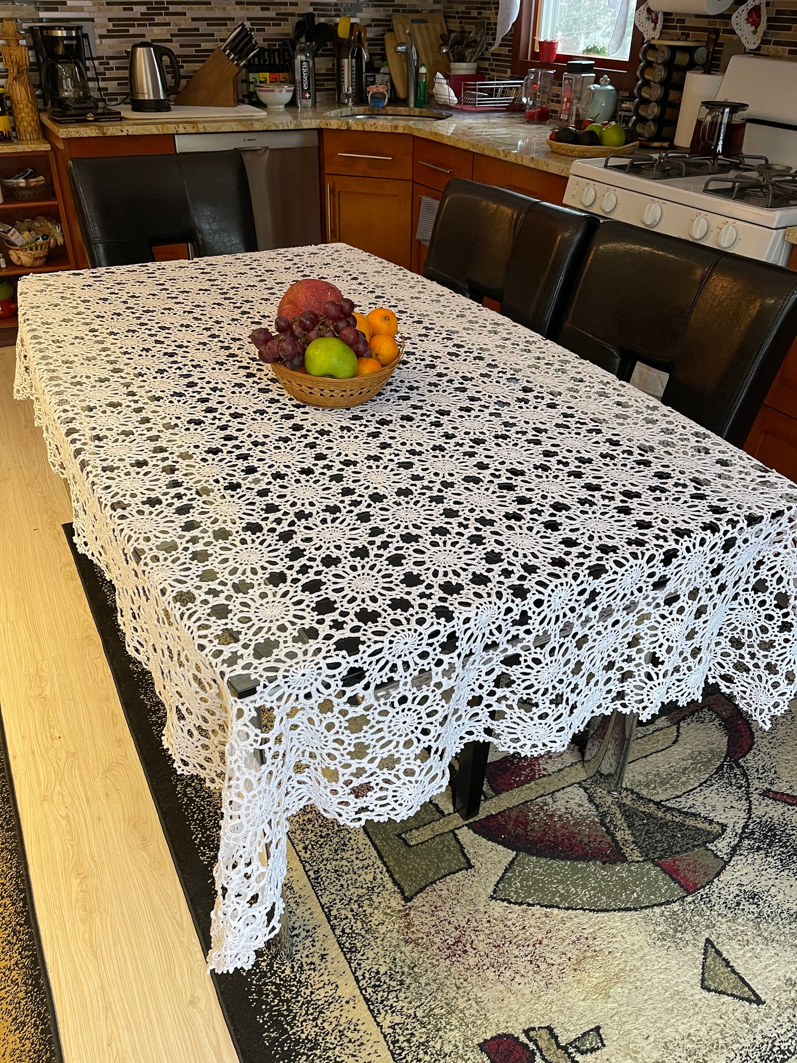 85x50 Inches Tablecloth Handmade Thin 100% Cotton Family Dinner ...