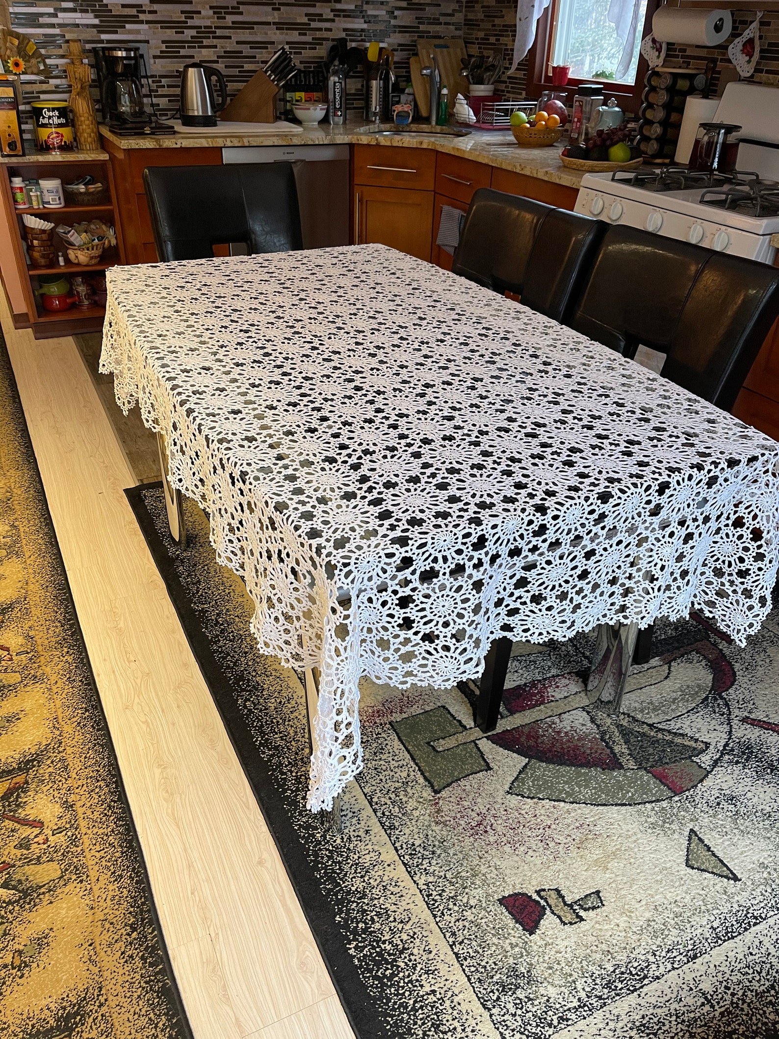 85x50 Inches Tablecloth Handmade Thin 100% Cotton Family Dinner ...
