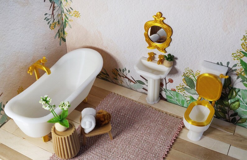 Luxurious Retro Bathroom Collection 1/12 Scale Miniature Bath | Etsy