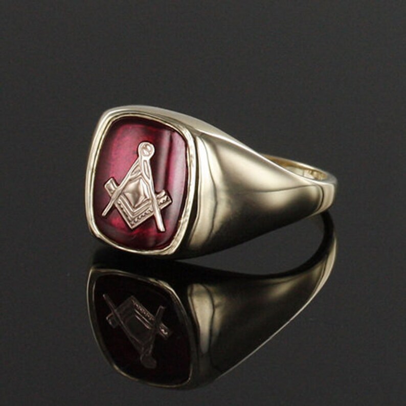 9ct Gold Synthetic Ruby Square and Compass Masonic Ring - Etsy