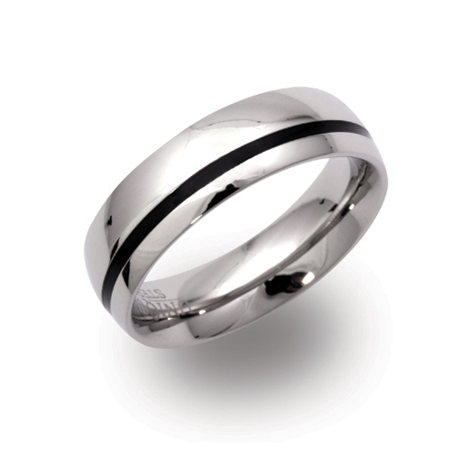 Unique Steel Wedding Ring With Black Enamel - Etsy