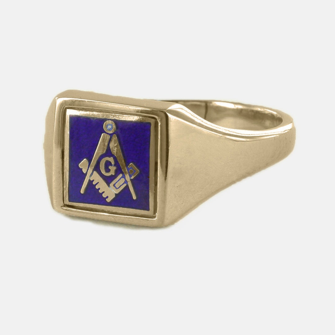 Blue Reversible Square Head Solid Gold Square and Compass With G ...