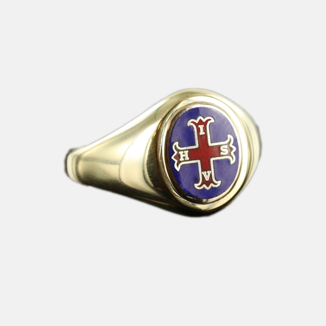 Gold Red Cross of Constantine Masonic Ring blue Fixed Head - Etsy