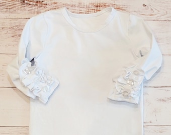 Monogrammed Long Sleeve Ruffle Tee Baby and Toddler Girls - Etsy