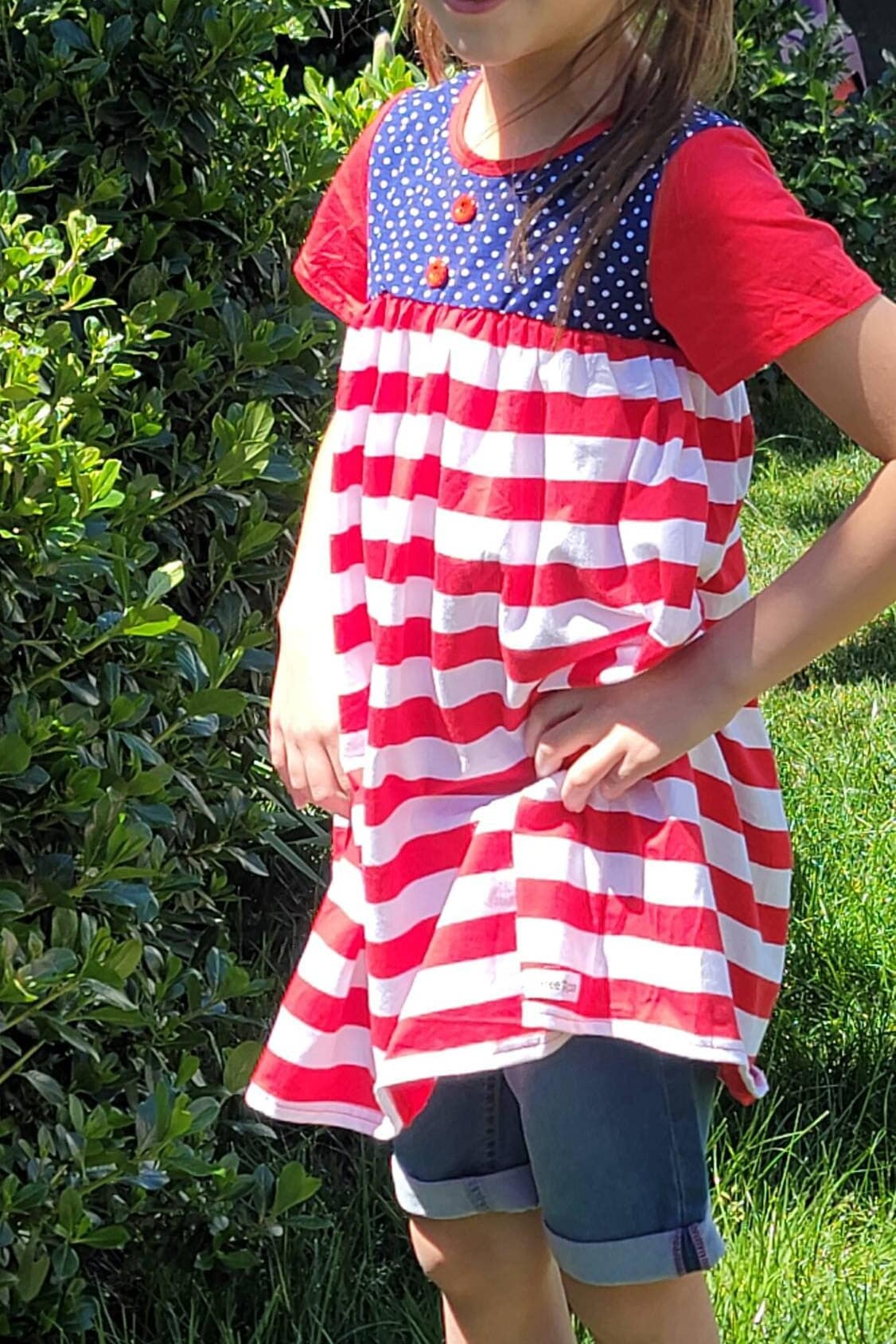 Red White and Blue Polka Dot Little Girls Dress, Patriotic Dress, Girls ...