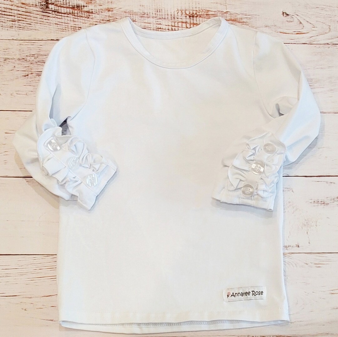 Girls White BUTTON RUFFLE SHIRT, Toddler Little Girls Long Sleeve Soft ...