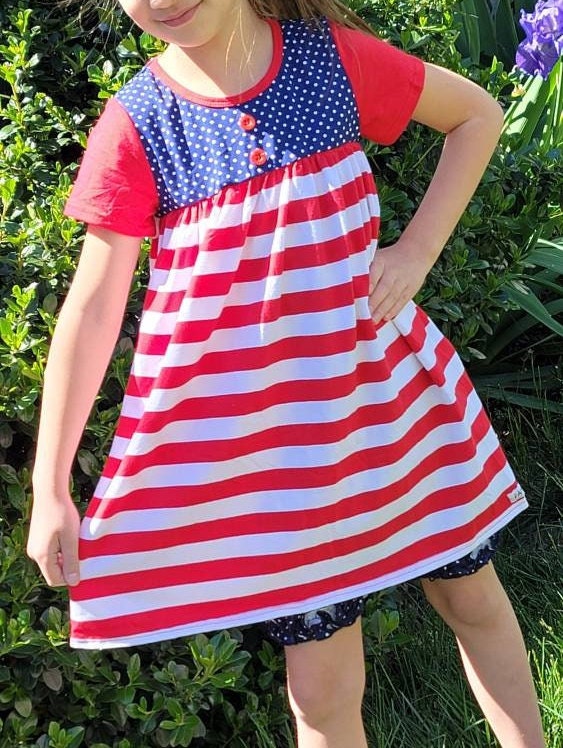 Red White and Blue Polka Dot Little Girls Dress, Patriotic Dress, Girls ...