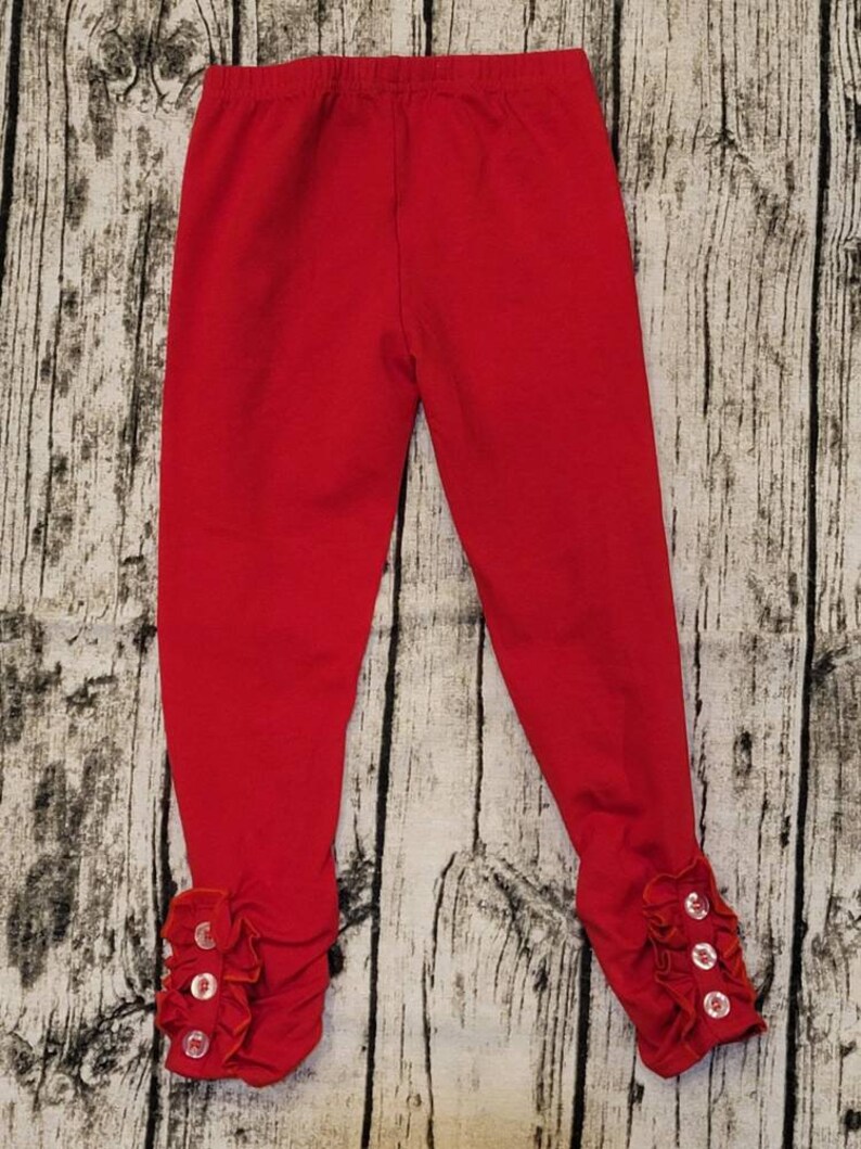 Red Button Ruffle Leggings Little Girl, Baby and Toddler Soft Cotton ...