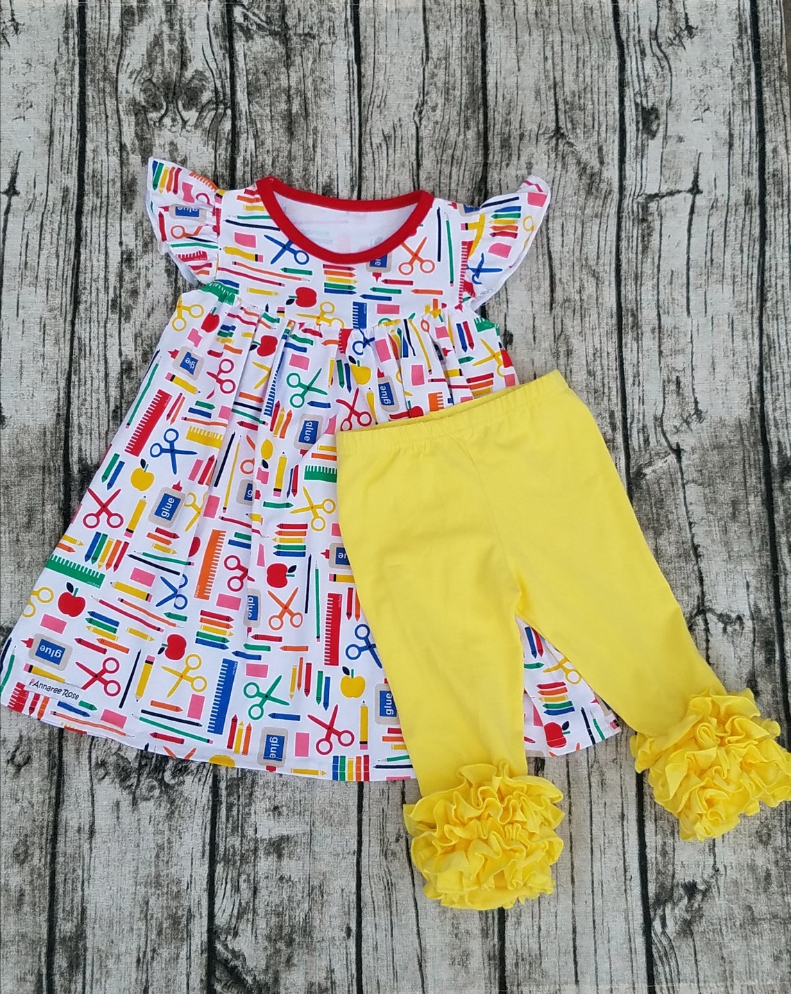 Little Girls Flutter Sleeve Soft Cotton Dress School Days - Etsy