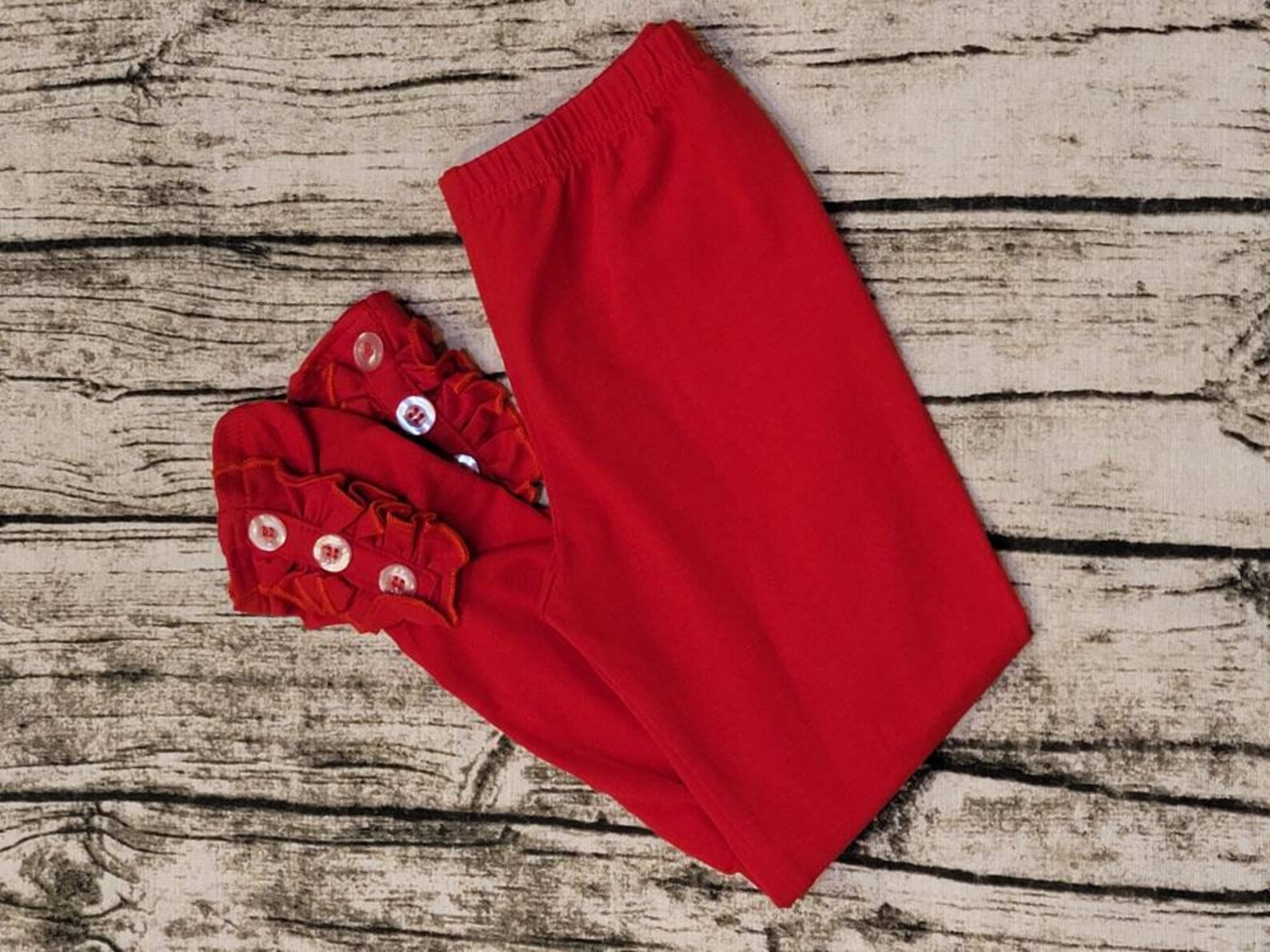 Red Button Ruffle Leggings Little Girl, Baby and Toddler Soft Cotton ...