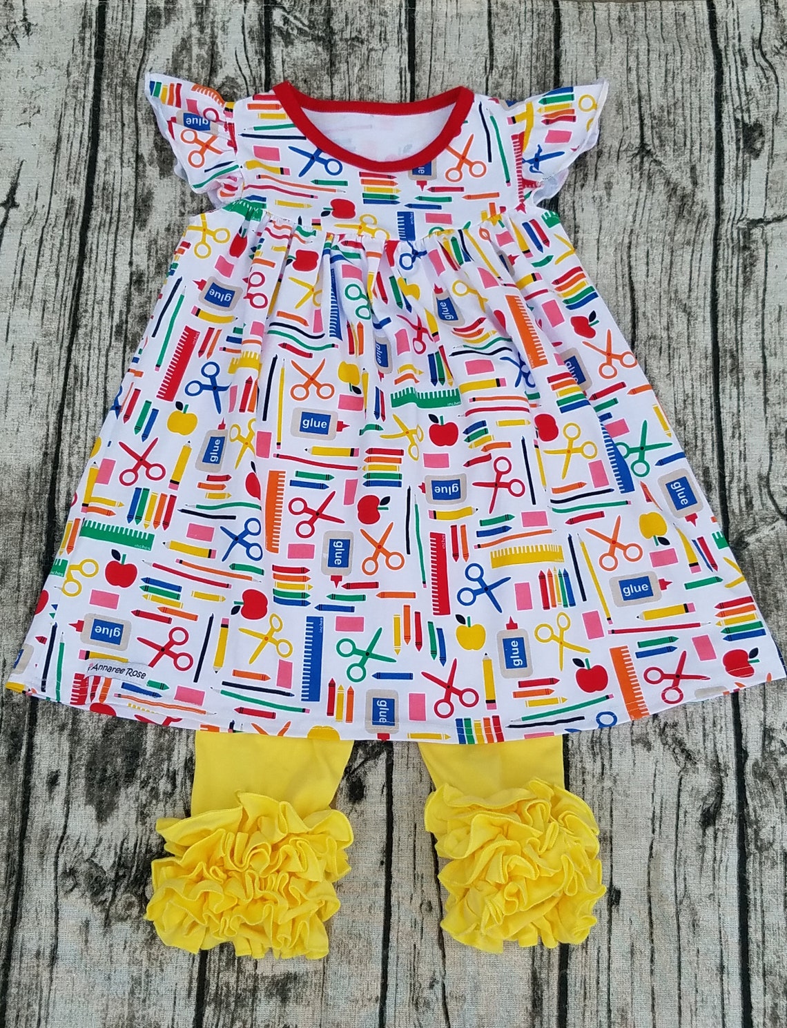 Little Girls Flutter Sleeve Soft Cotton Dress School Days - Etsy