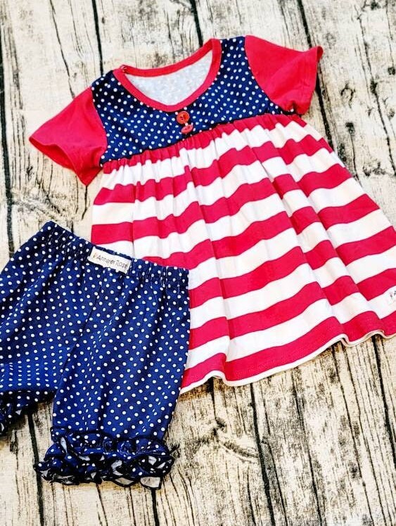 Red White and Blue Polka Dot Little Girls Dress, Patriotic Dress, Girls ...