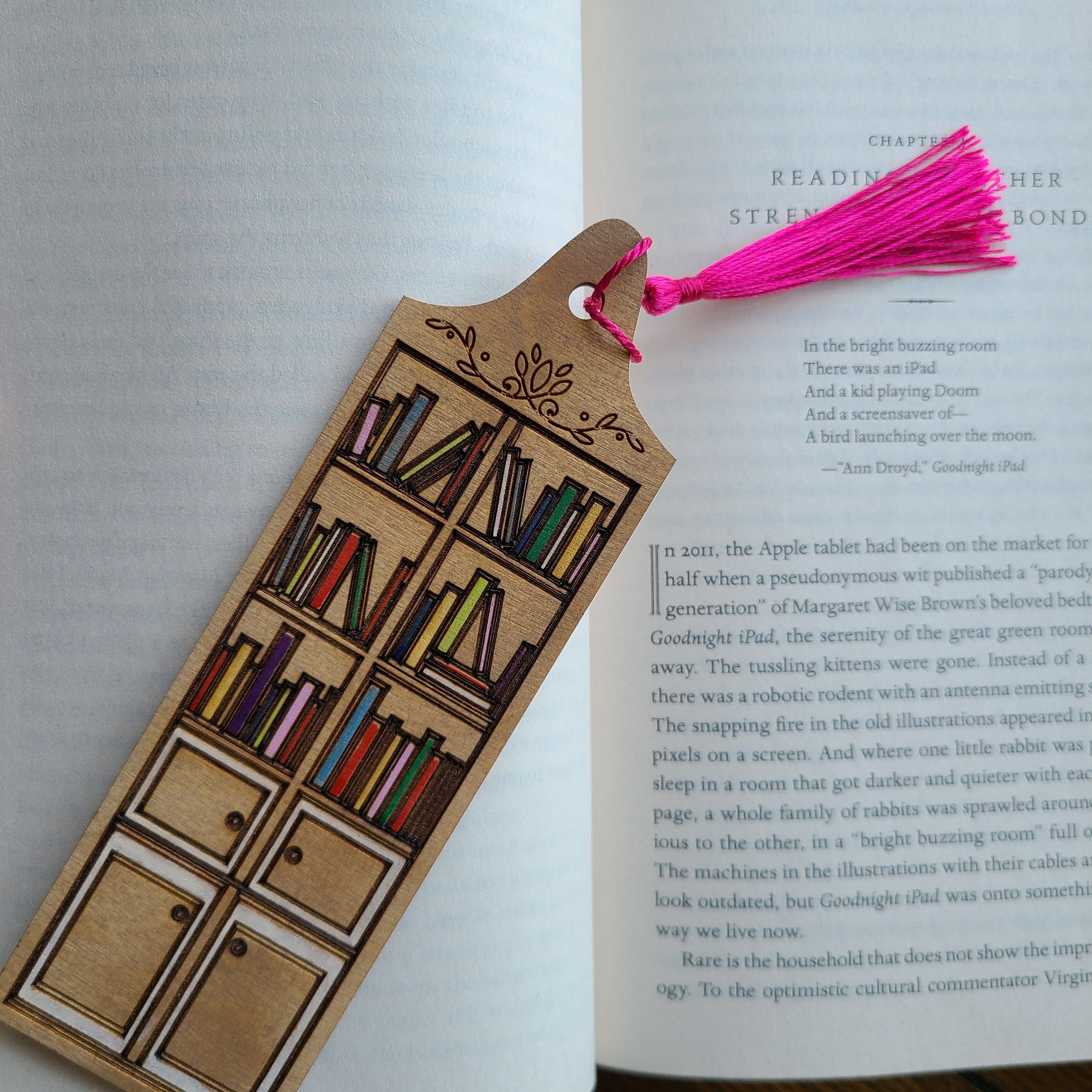 Book Lover Wooden Handpainted Bookcase Bookmark Gift - Etsy