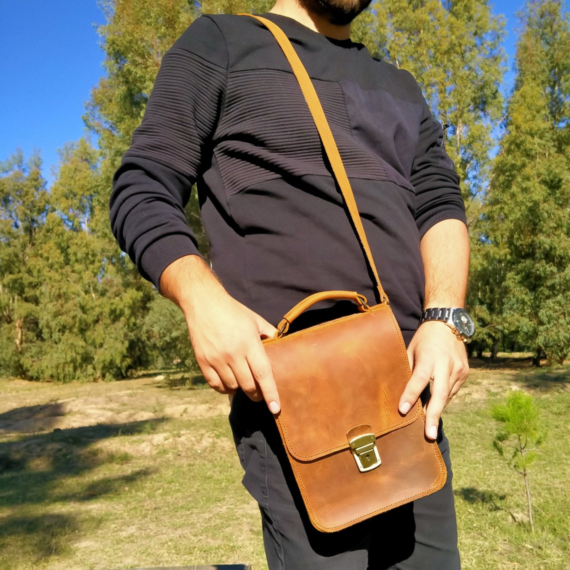 Small Leather Bag for Men, Leather Handbag, Men's Messenger Bag ...