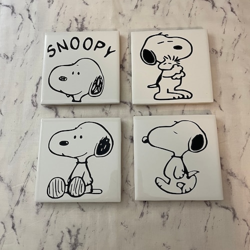 Peanuts Coaster Set Ceramic Tile Coasters Snoopy Coasters - Etsy