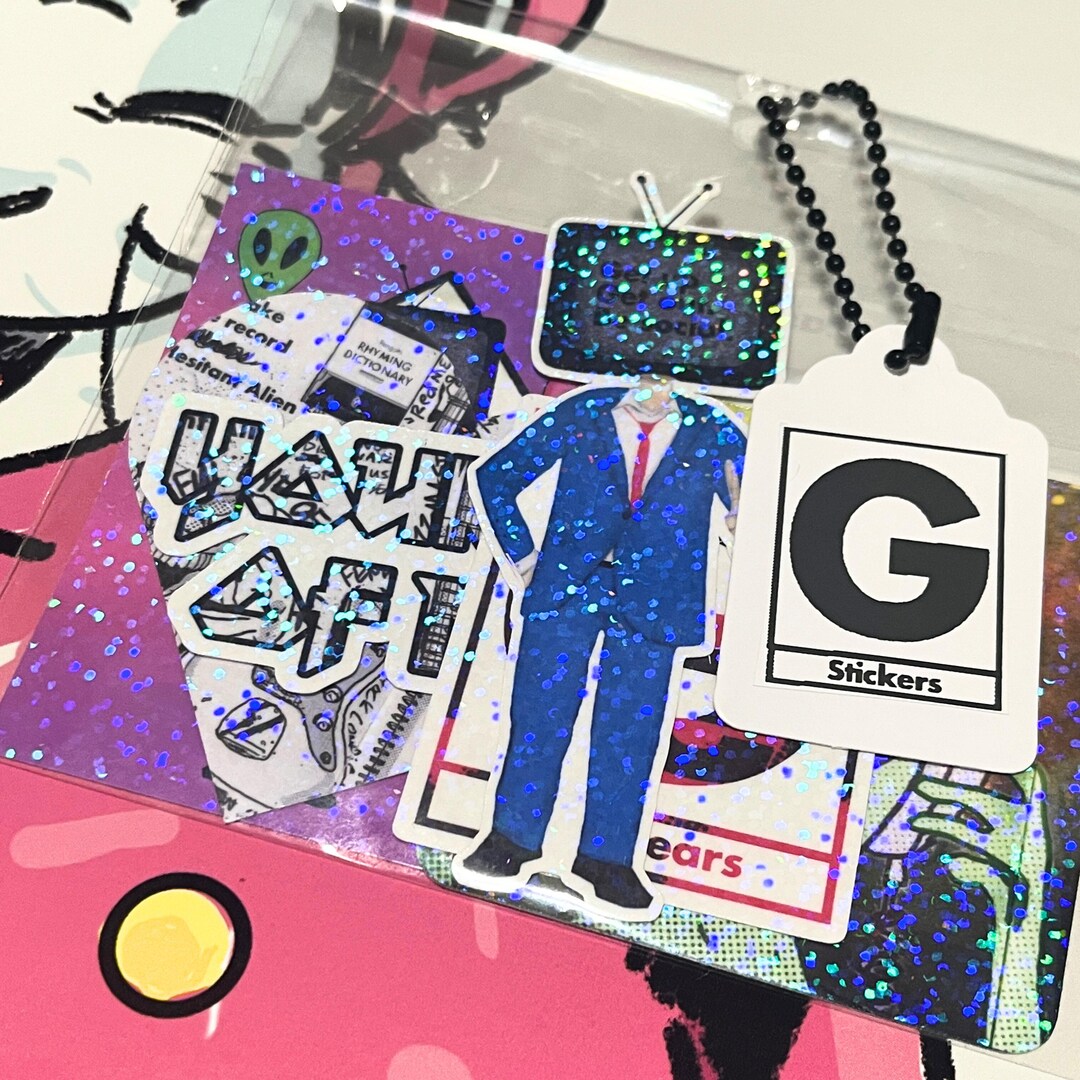 Alien Birthday Sticker Pack, Pink Alien Sticker, TV Head Sticker, Emo ...