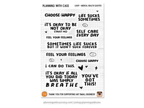 Mental Health Quotes Stickers Planner Stickers Quote | Etsy