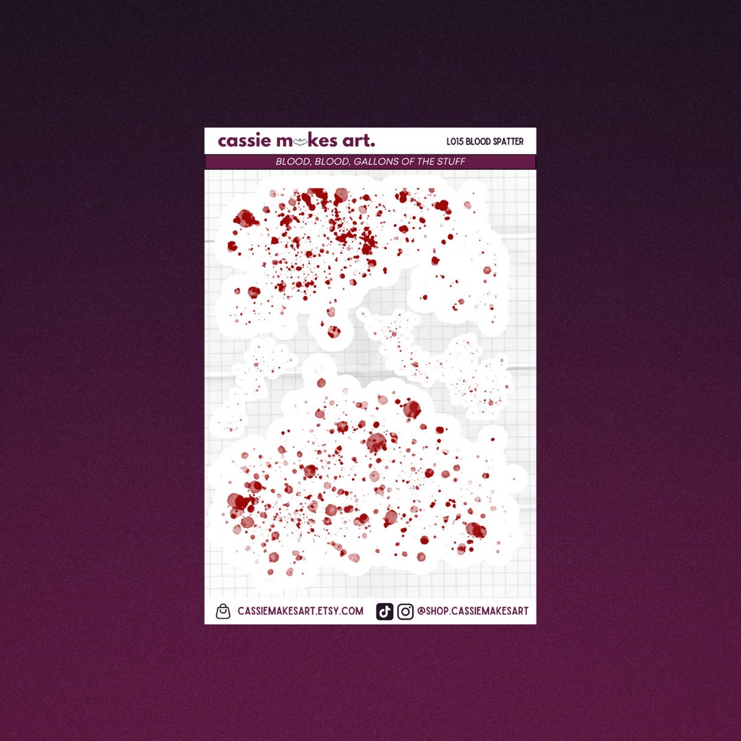 Blood Splatter Stickers, Clear Planner Stickers, Halloween Planner ...