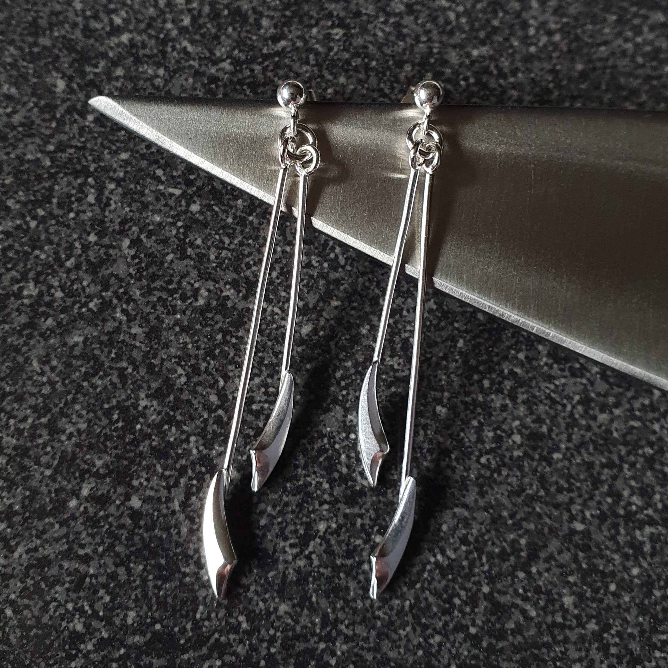 Sterling Silver Double Scimitar Drops, Warrior Poet Collection, Ancient ...