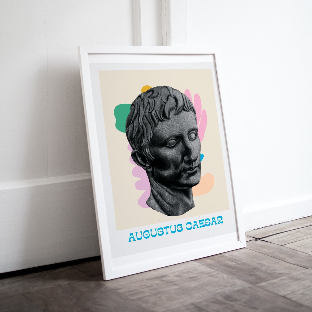 Augustus Caesar Art Print Fun Wall Art Colorful Home Decor Statue Art ...