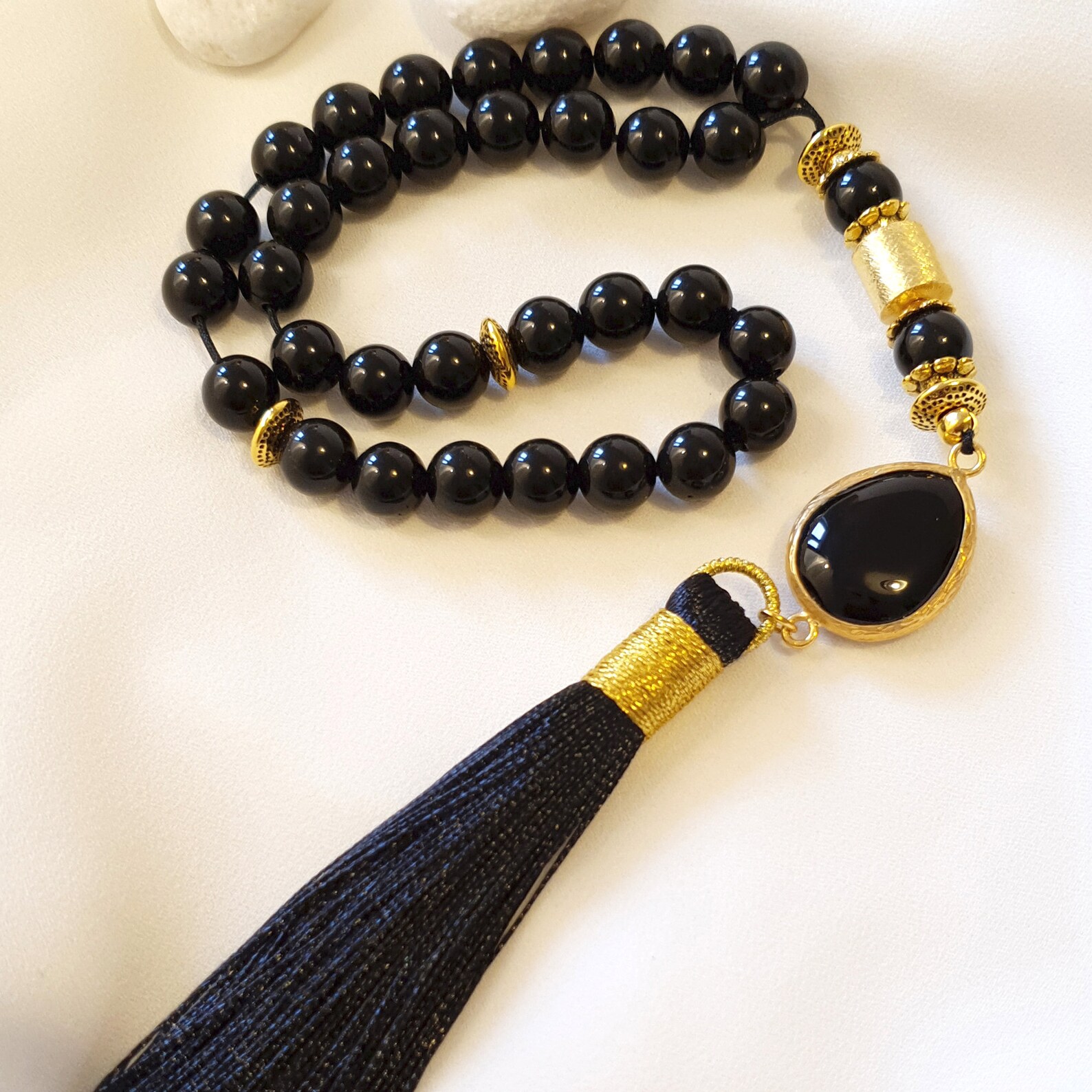 Natural Gemstone Tasbeeh Natural stone Black Obsidian Tasbih | Etsy