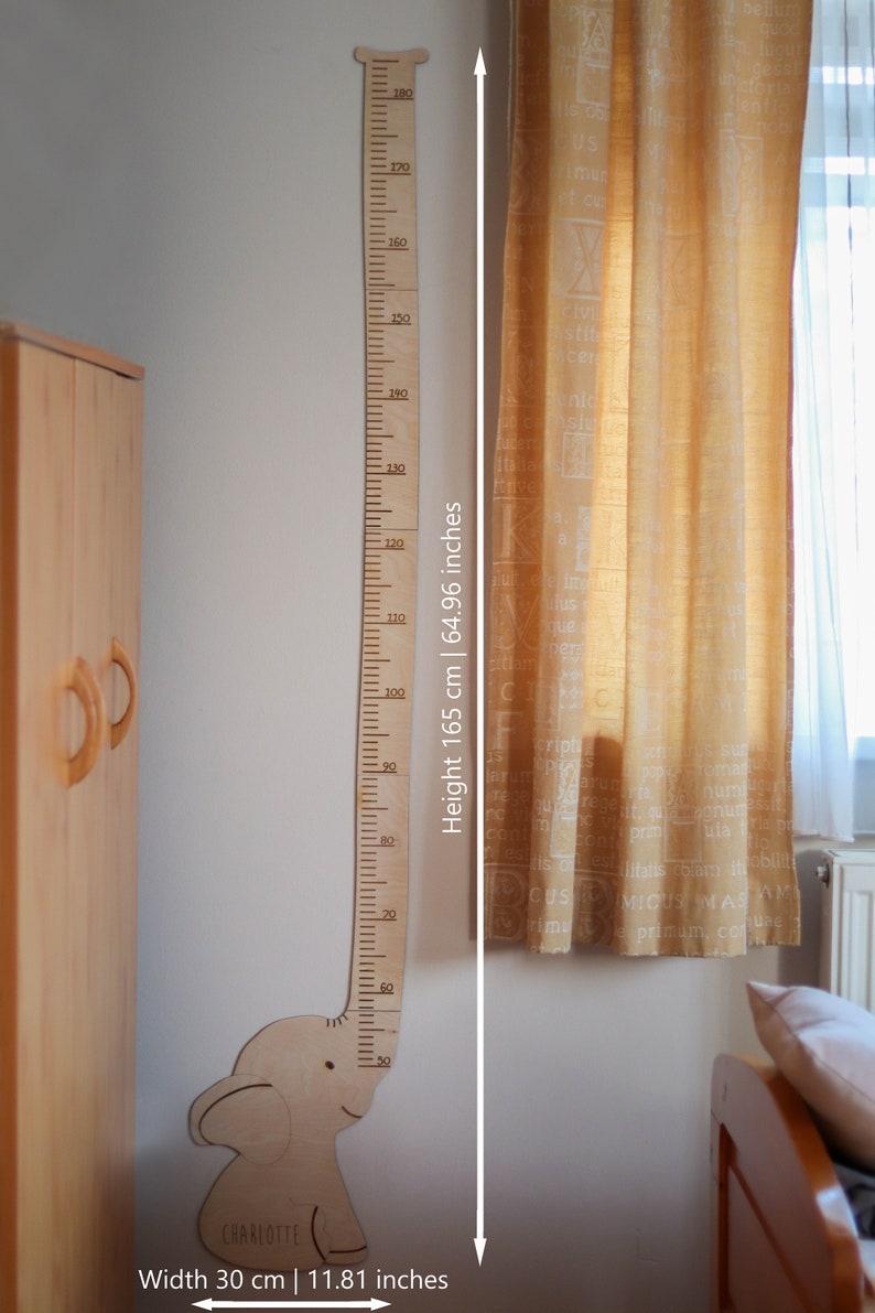 Nursery Elephant Height Ruler Growth Chart Wall Decor Custom Baby ...