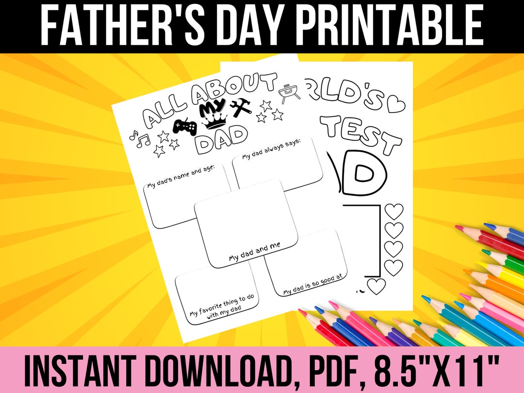 Fathers Day Printable Coloring Page, Printable All About Dad Fill in ...