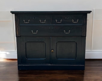 Antique Black Distressed Buffet Sideboard - Etsy
