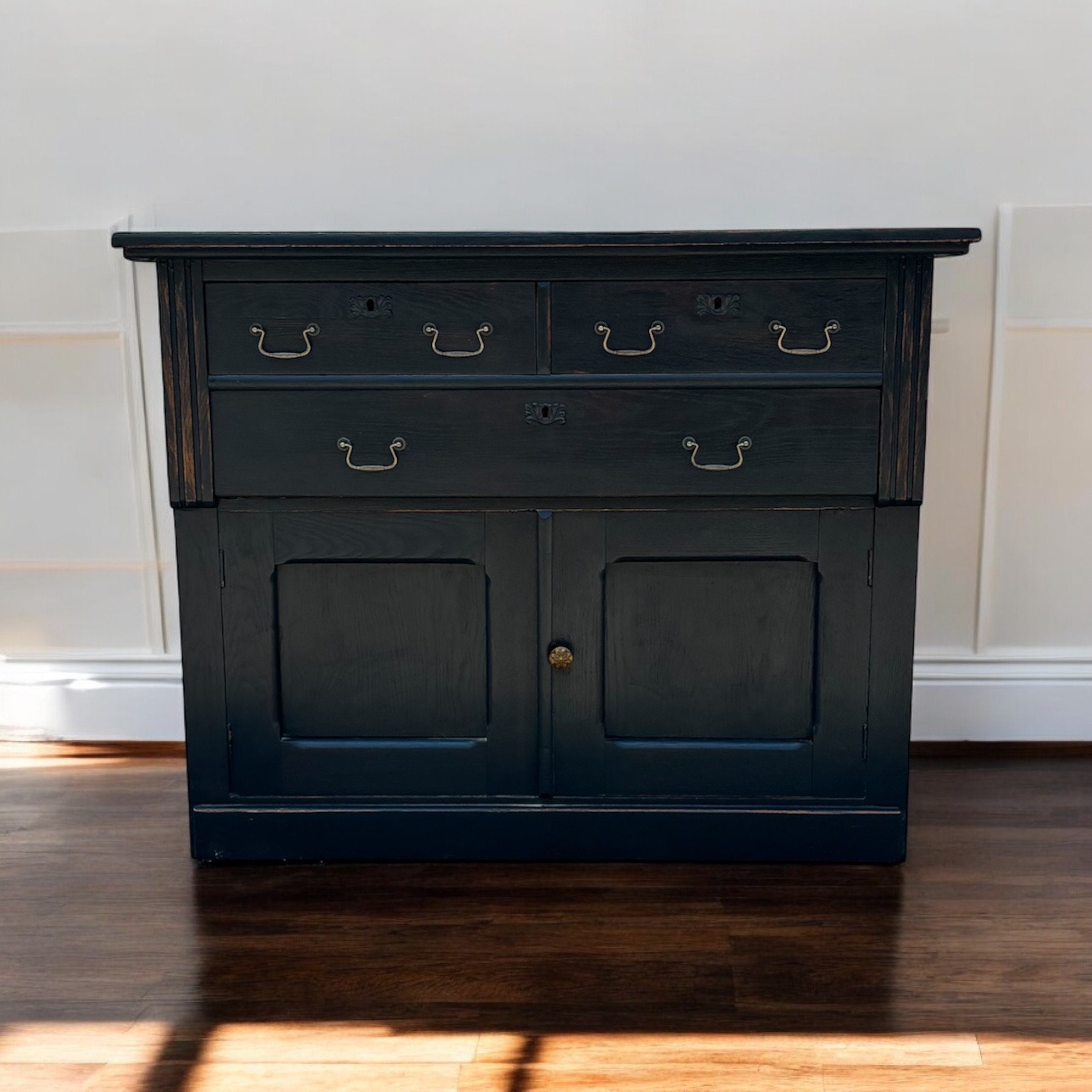 BEAUTIFUL Antique Refinished Sideboard, Credenza, TV Stand, Black ...