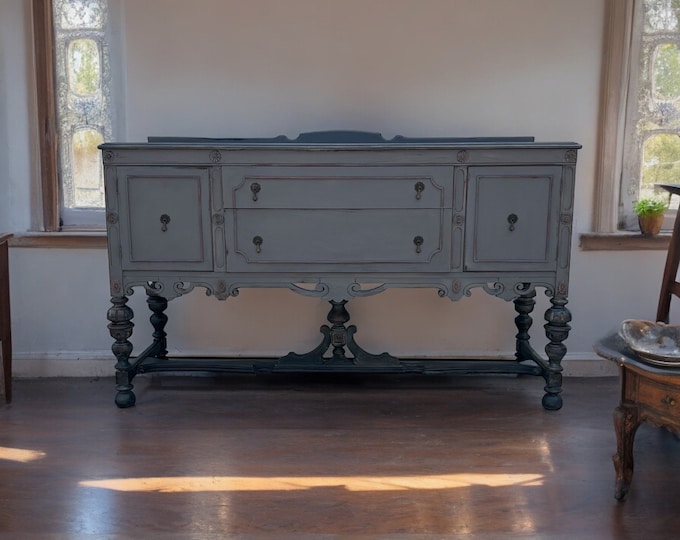 Antique Jacobean Revival Buffet Sideboard – Solid Oak Dining Room ...
