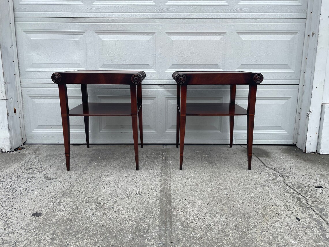 Stunning Antique Leather Top Side Tables - Etsy