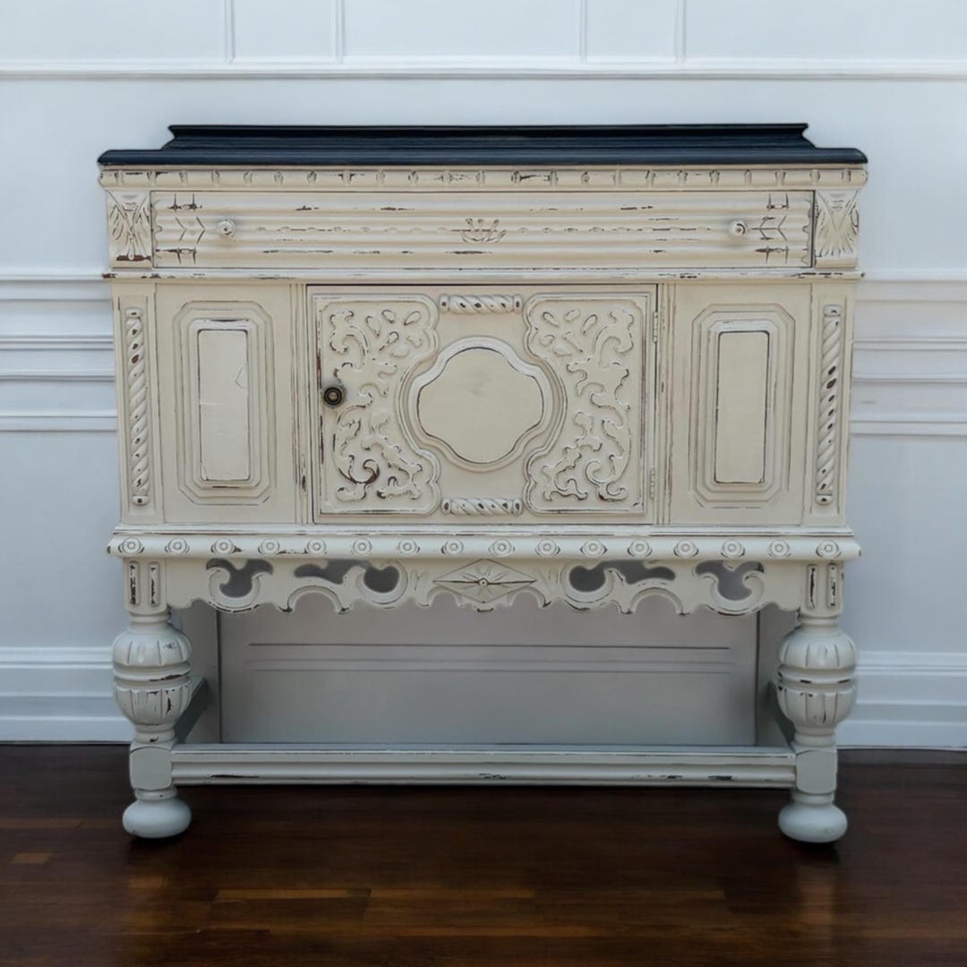 Stunning Antique Farmhouse Server, White Dining Room Furniture, Bar ...