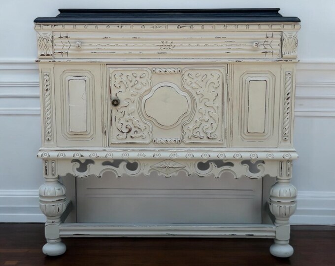 Stunning Antique Farmhouse Server, White Dining Room Furniture, Bar ...