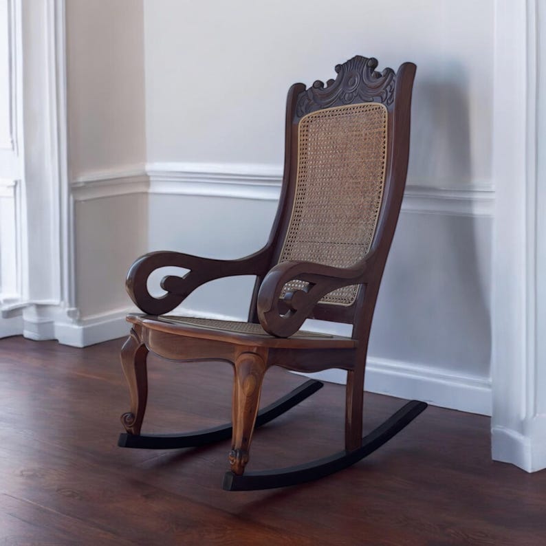 Gorgeous Antique Victorian Rocking Chair, Victorian Living Room, Caned ...