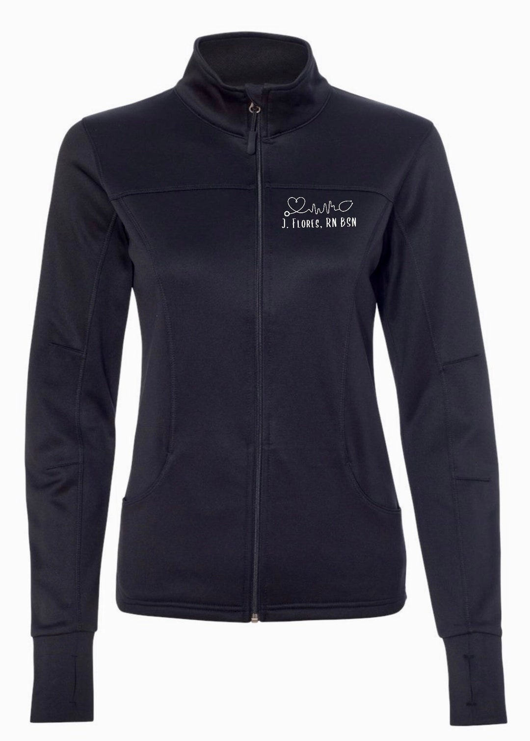 Personalized Ladies Full Zip Nurse Jacket | Nurse RN | Healthcare ...