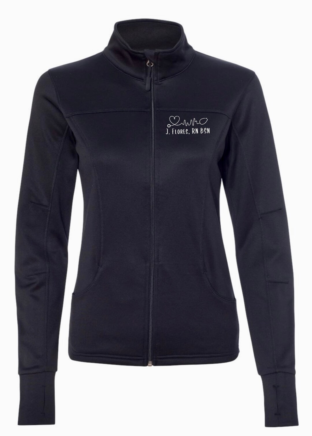 Personalized Ladies Full Zip Nurse Jacket, Nurse, RN, Healthcare ...