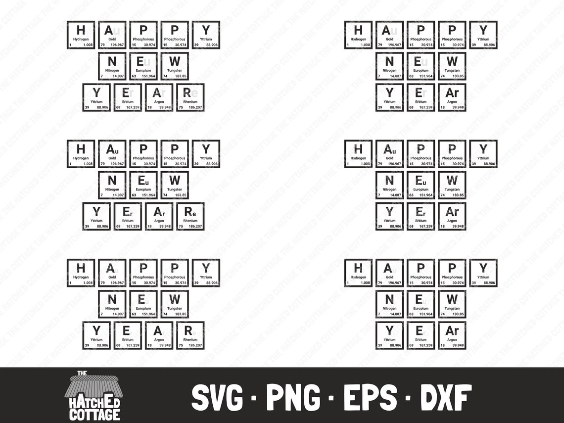 Happy New Year Periodic Table SVG, Periodic Table Words Cut Files, New ...