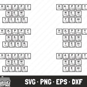 Happy New Year Periodic Table SVG, Periodic Table Words Cut Files, New ...