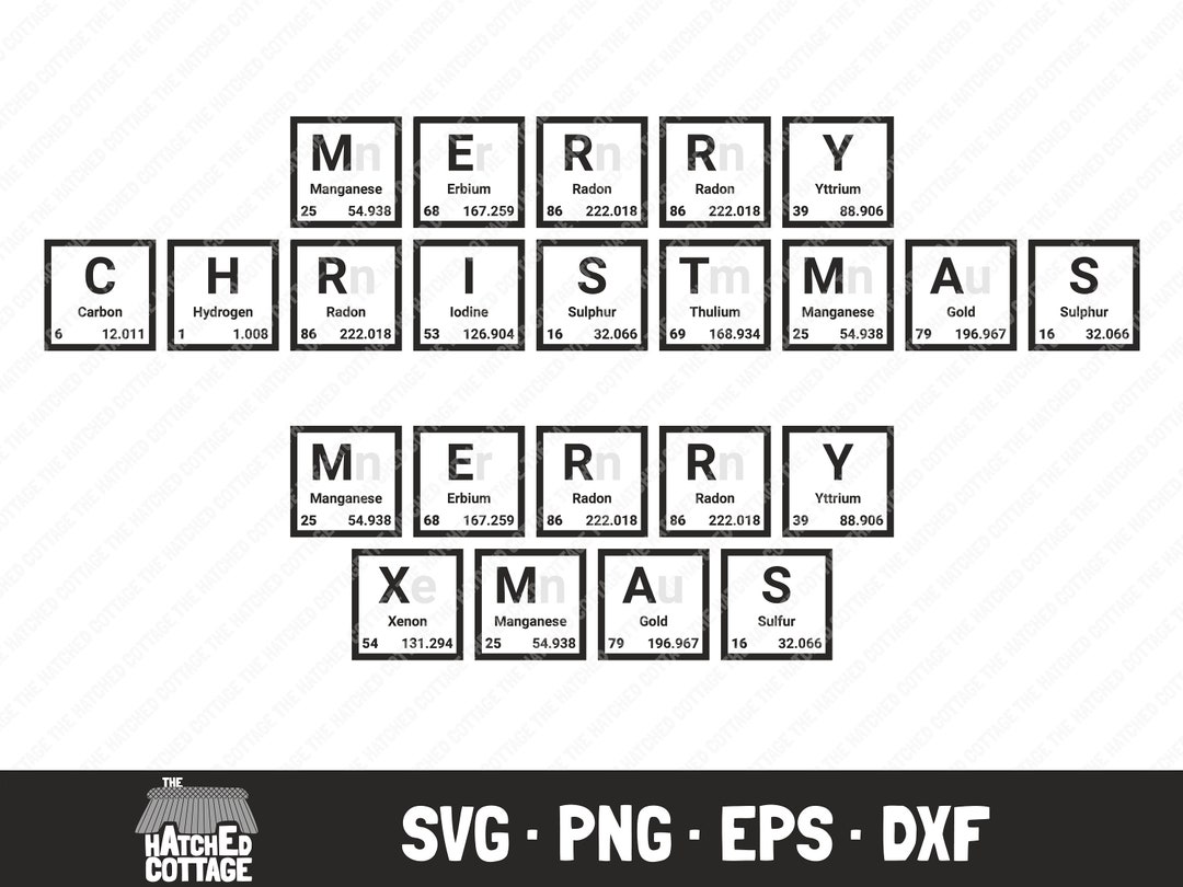Christmas Periodic Table SVG, Periodic Table Words Cut Files, Xmas ...