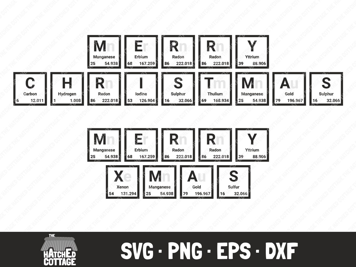 Christmas Periodic Table SVG, Periodic Table Words Cut Files, Xmas ...
