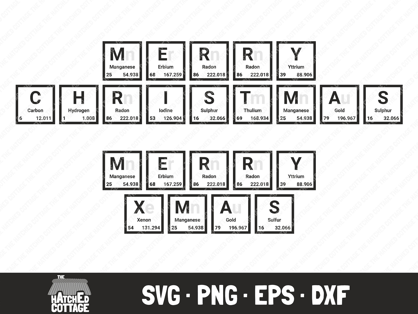Christmas Periodic Table SVG, Periodic Table Words Cut Files, Xmas ...