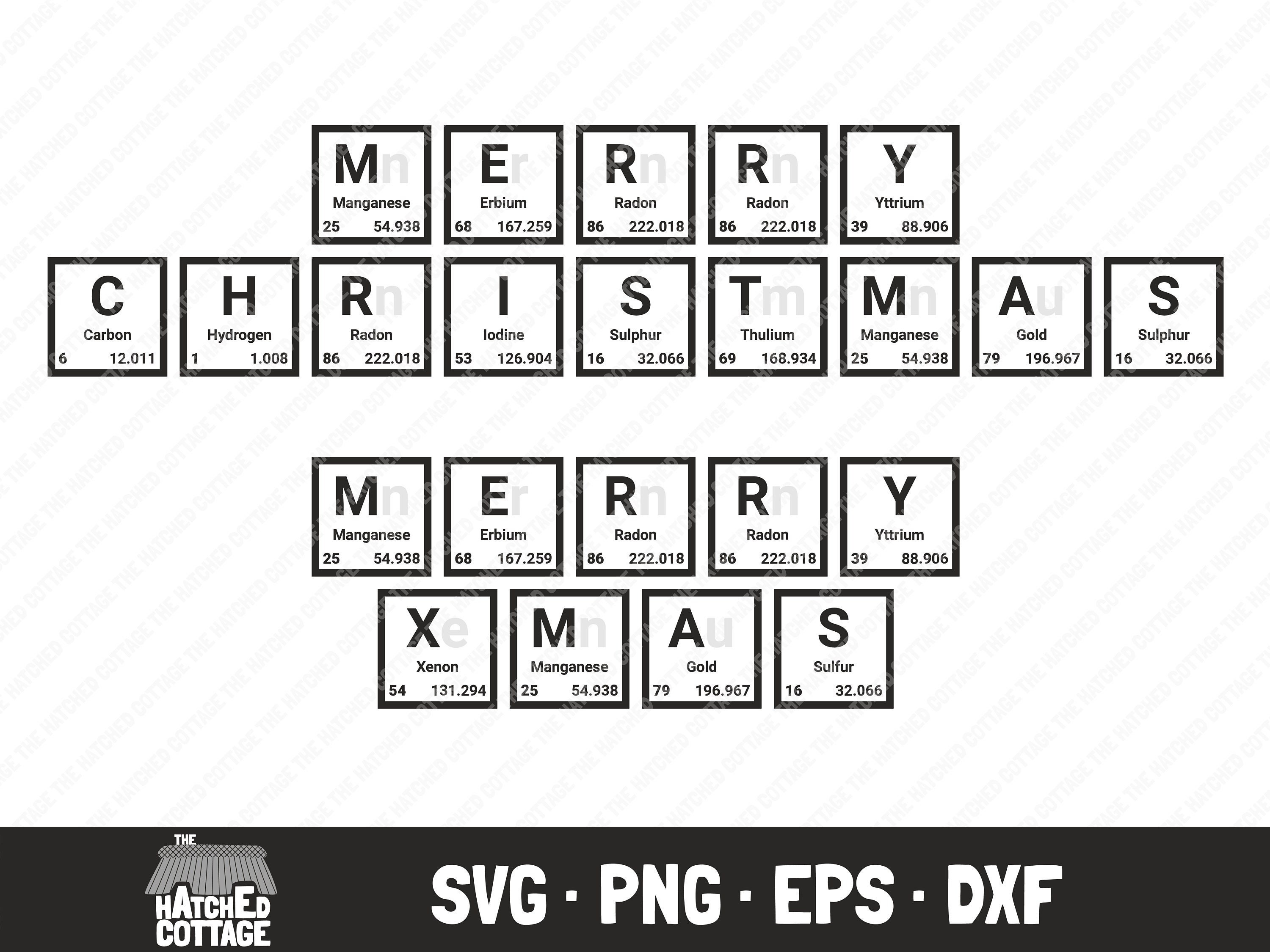 Christmas Periodic Table SVG, Periodic Table Words Cut Files, Xmas ...