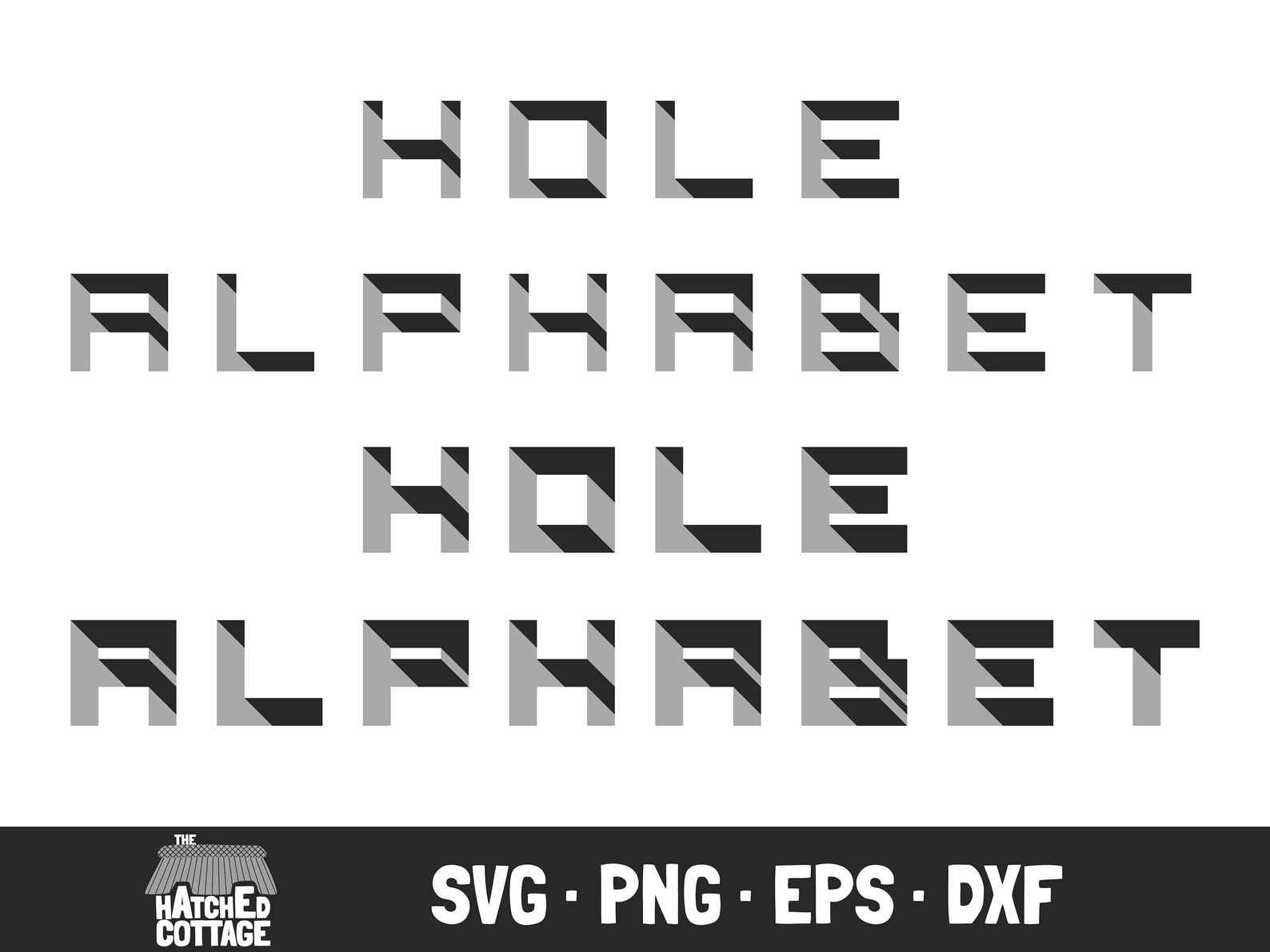 Hole Alphabet SVG, Inner Shadow Letters, Deep Shadow Text, Cut File ...