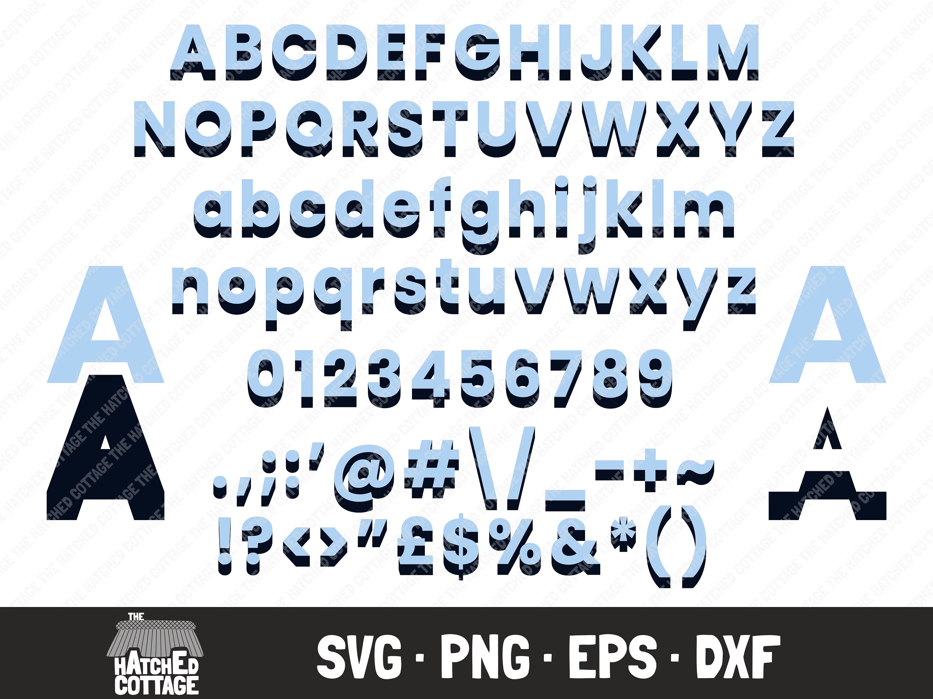 Block Shadow Letters SVG, Vector Monogram Alphabet SVG, Cut File, Clip ...