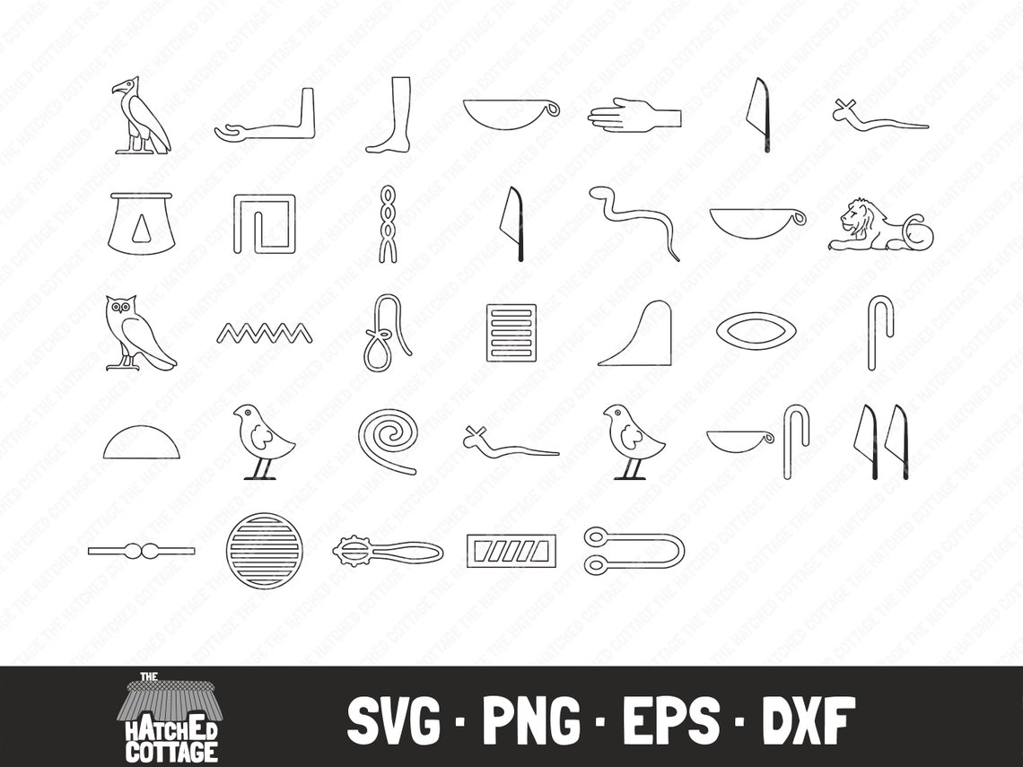 Hieroglyphics SVG, Egyptian Alphabet Clip Art, Png, Eps, Dxf - Etsy