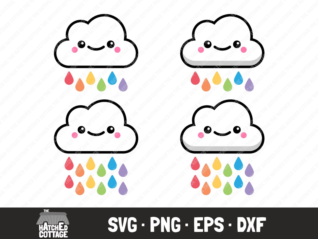 Rainbow Raincloud SVG, Cloud Rainbow Raindrops Cut Files, Clip Art, Png ...